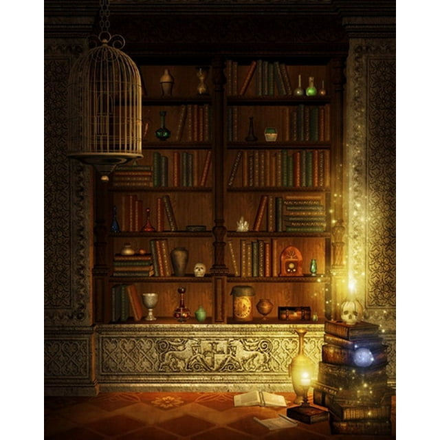MOHome 5x7ft Spooky Halloween Scary Skull Bookshelf Photography ...