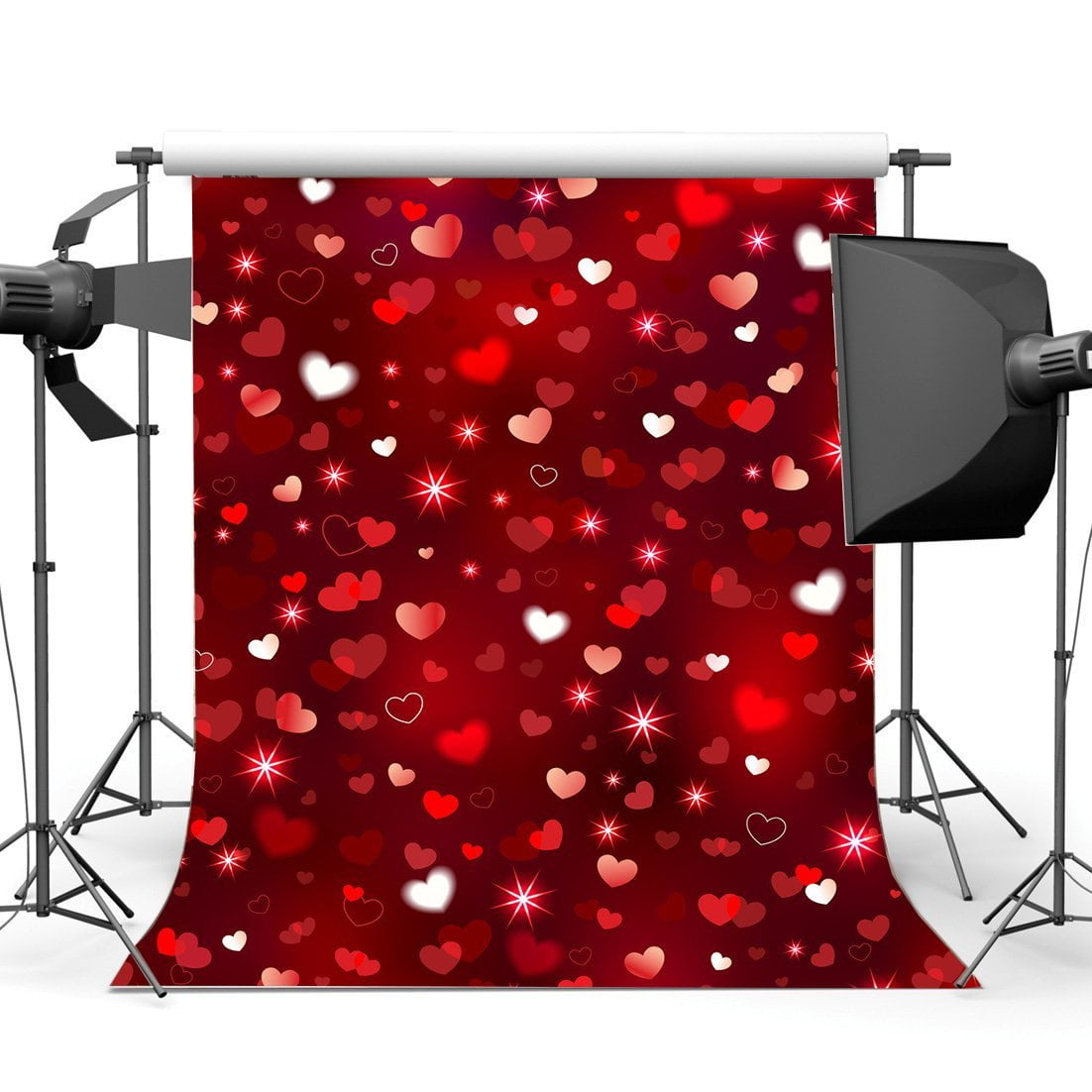 Mohome 5x7ft Valentines Day Backdrop Red Sweet Hearts Background Bokeh