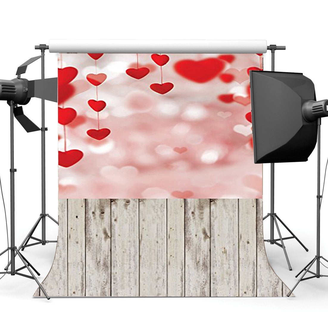 MOHome 5x7ft Valentine's Day Backdrop String Red Hearts Bokeh Glitter ...