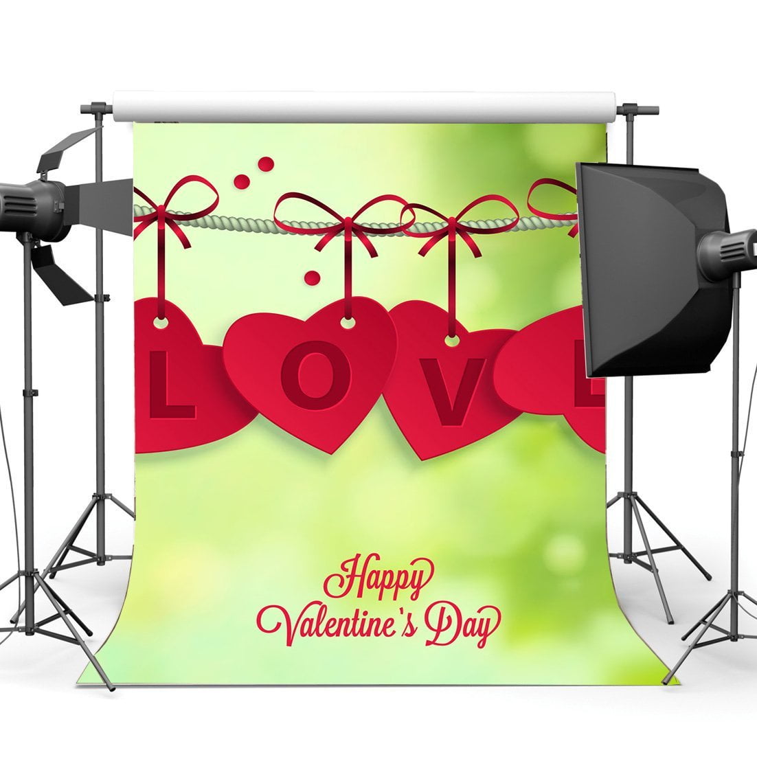 MOHome 5x7ft Valentine's Day Backdrop String Sweet Red Hearts Love ...