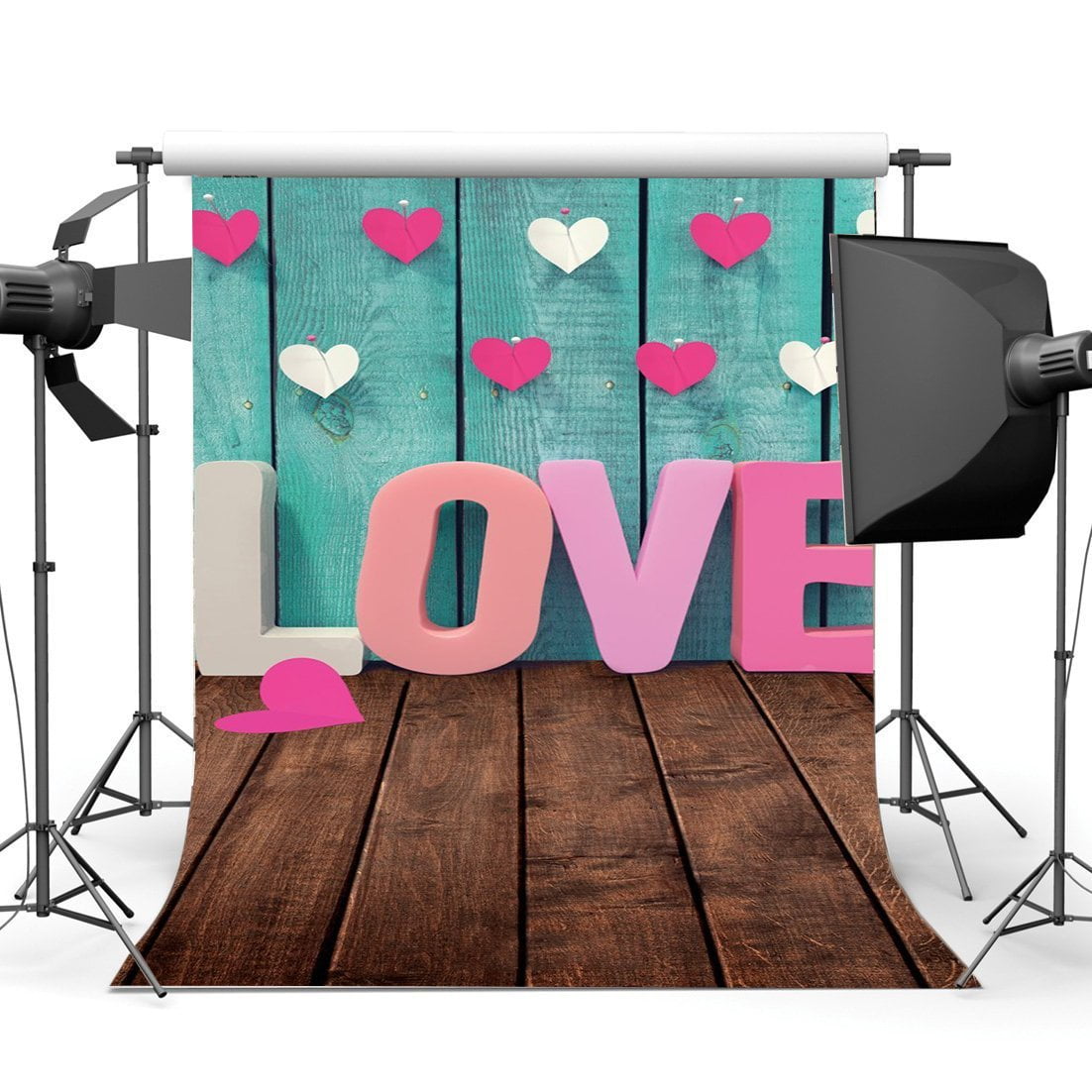 MOHome 5x7ft Valentine's Day Backdrop Sweet Hearts Love Coloe Paint ...
