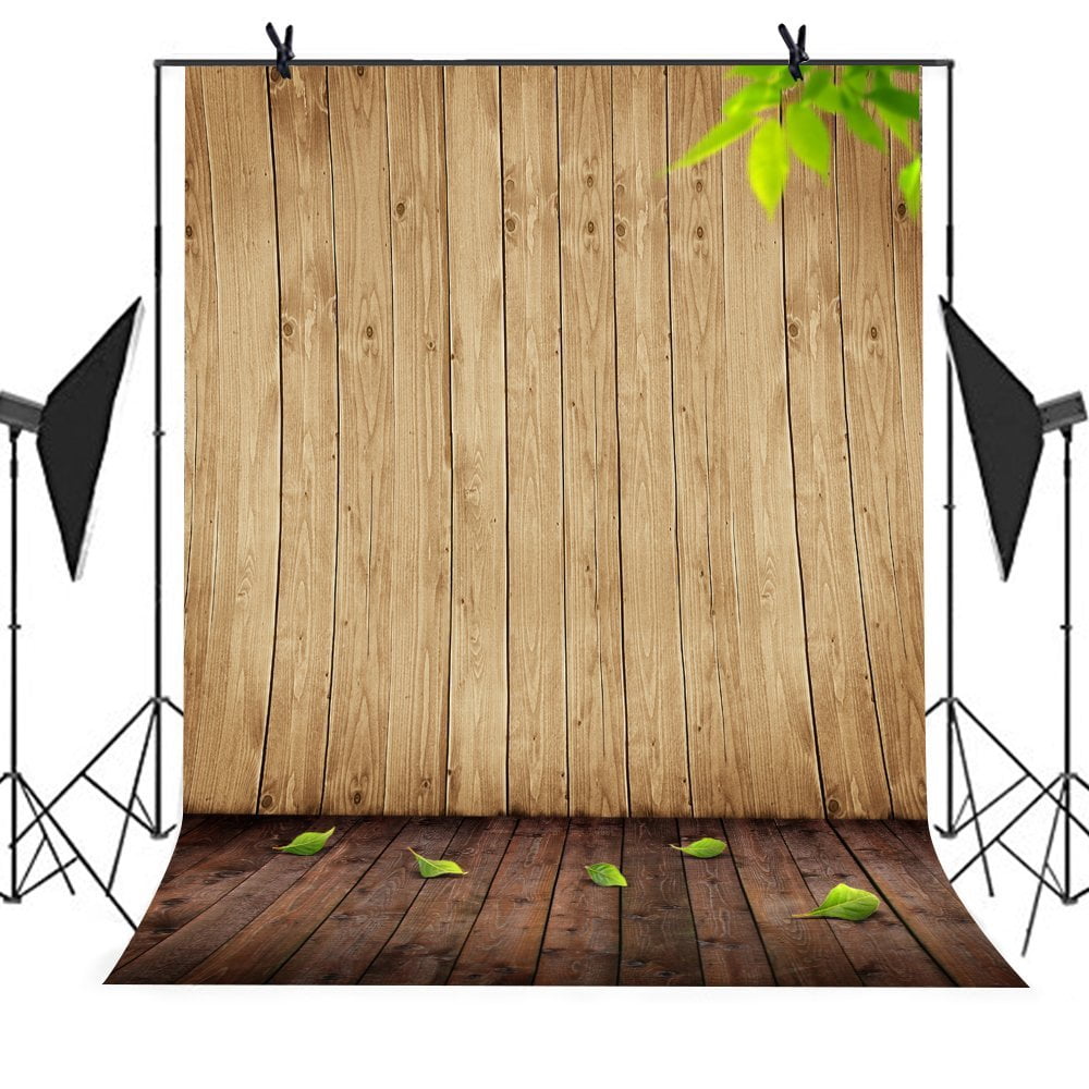MOHome 5x7ft Vintage Building Backdrop Wooden Wall Wooden Floor Green ...