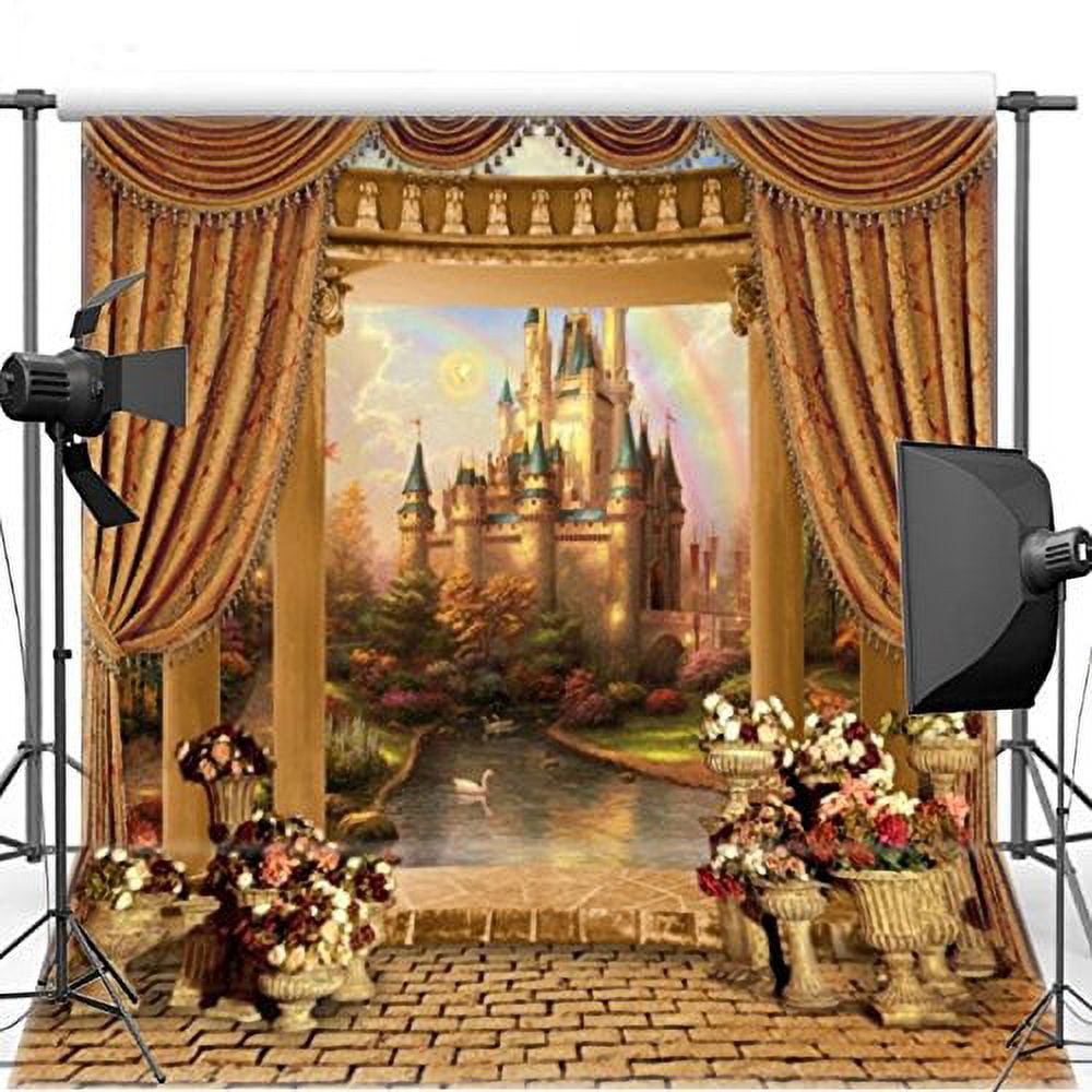 MOHome 5x7ft Vintage Princess Royal Medieval Castle Rainbow Glod ...