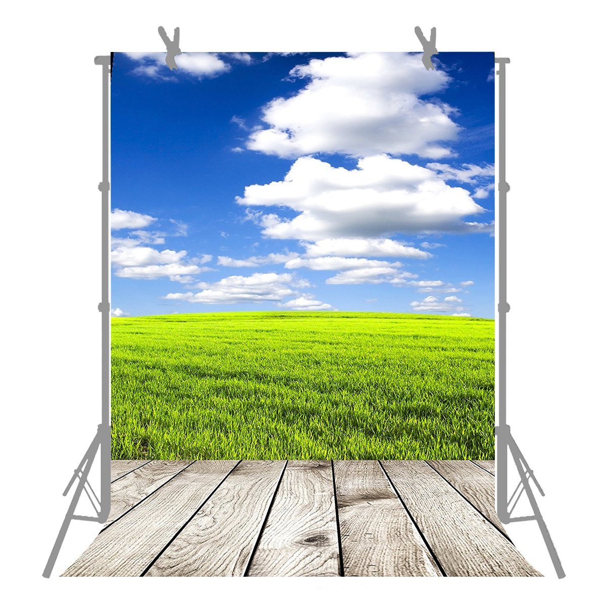 MOHome 5x7ft White Clouds Wood Floor Photography Backdrop Props For ...