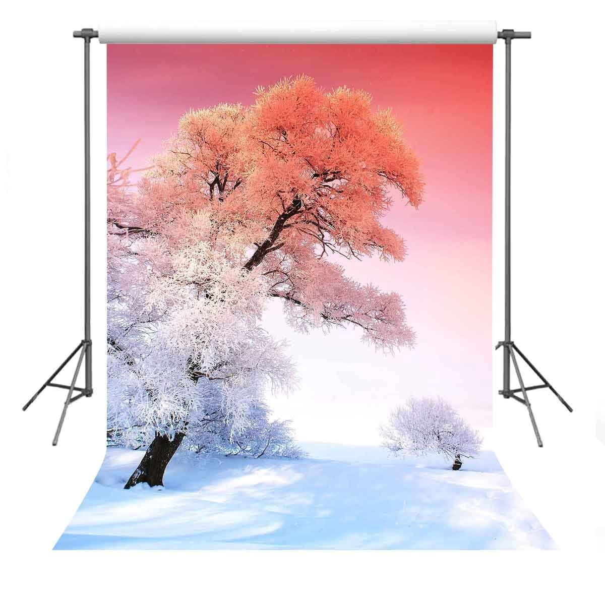 MOHome 5x7ft White Snowy Trees and Ground Photography Background Snow ...