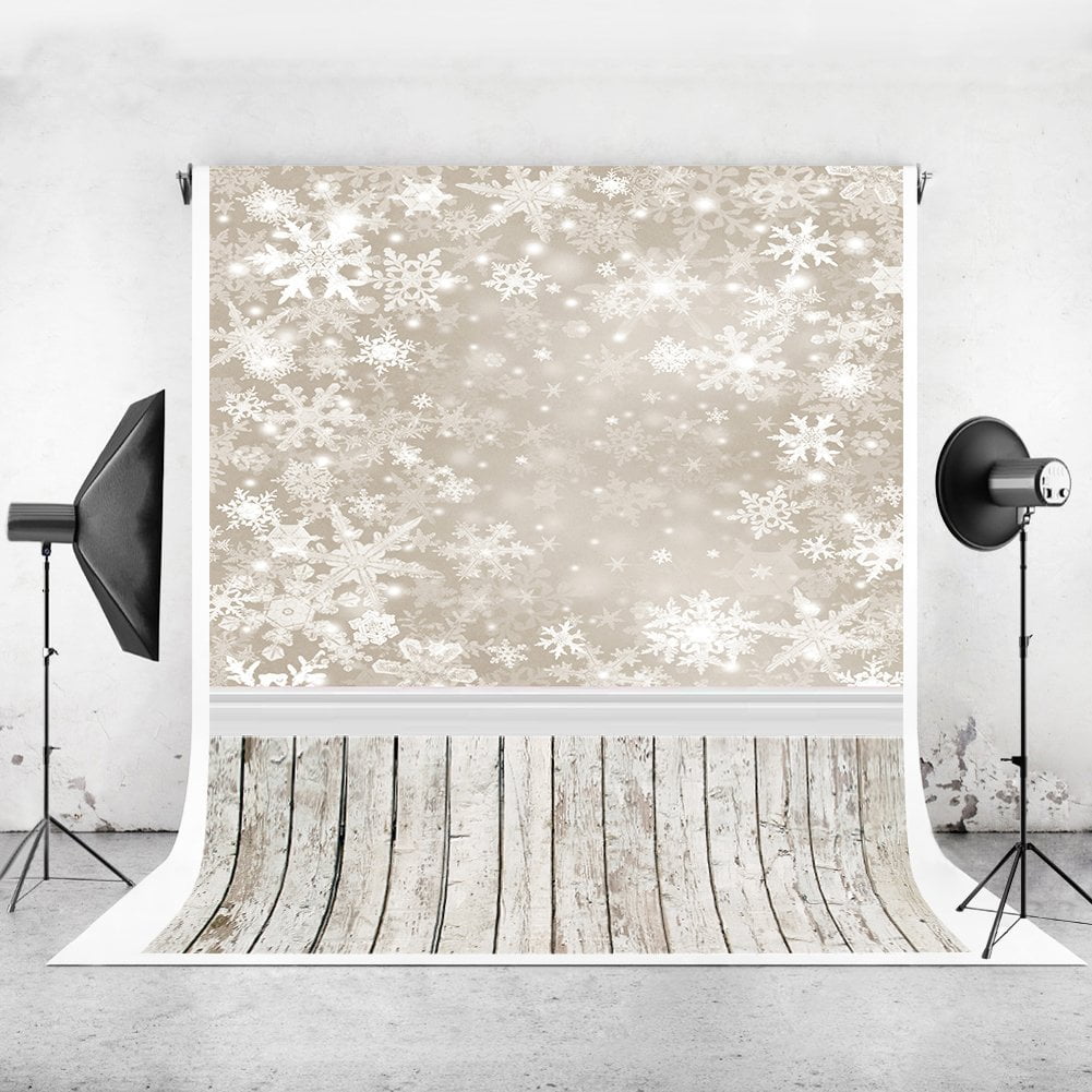 MOHome 5x7ft White Wood Floor Photography Backdrops Winter Frozen Snow ...