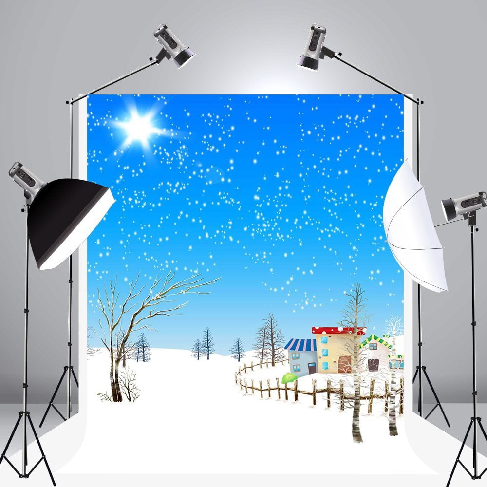 MOHome 5x7ft Winter Photography Backdrop Snow Sunlight Photo Background ...