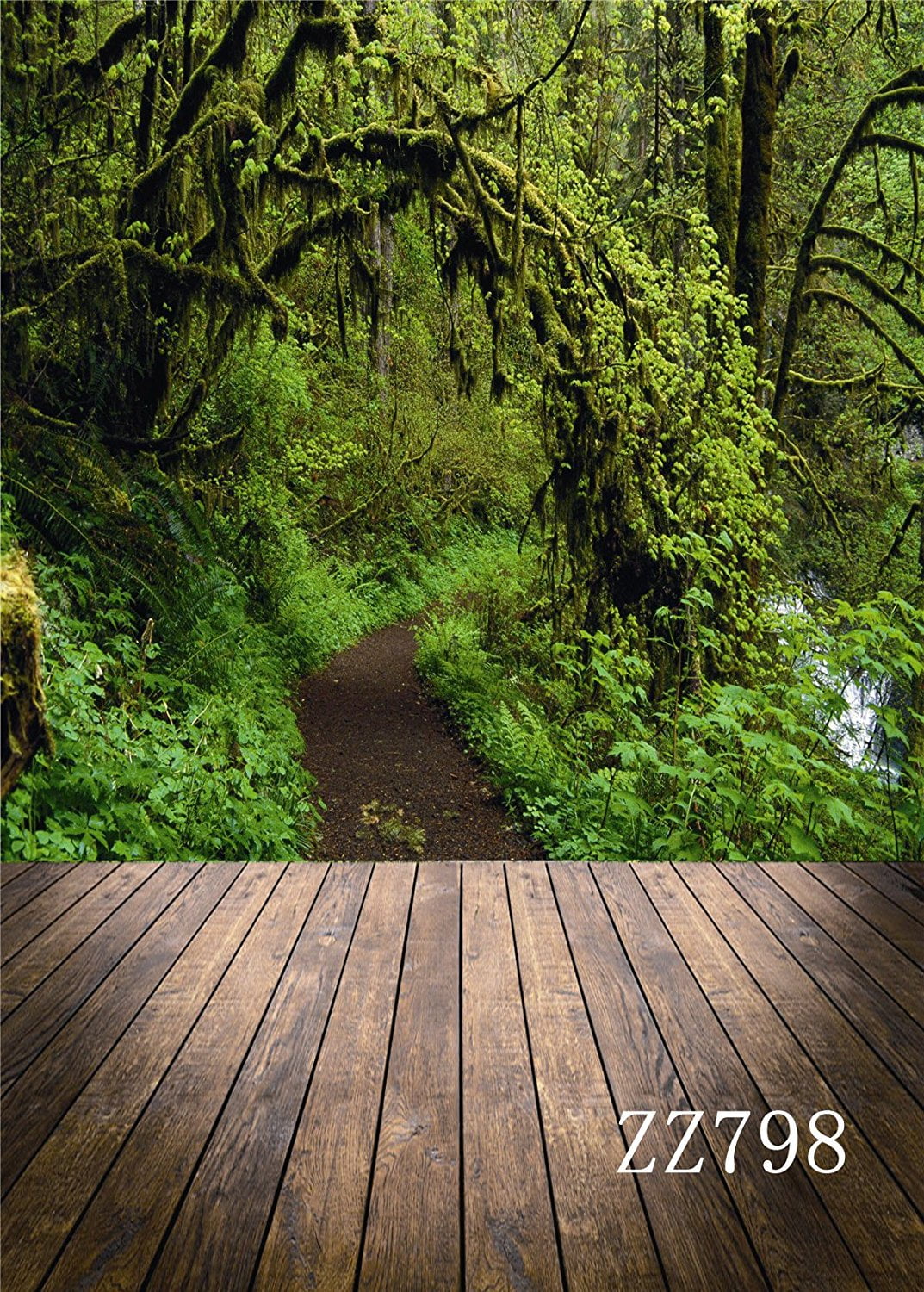 MOHome 5x7ft Wood And Green Tree Photography Backdrops Studio ...