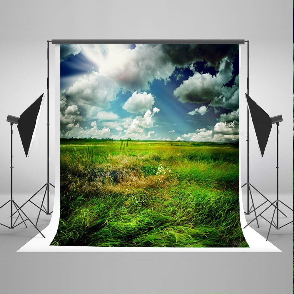 MOHome 5x7ft ft Natural Scenery Photo Backgrounds Sky Grassland White ...