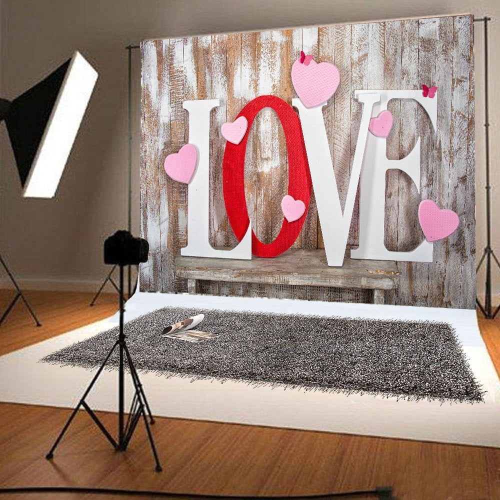 MOHome 7 x 5ft Valentine's Day Backgrounds Wood Wall Photography ...