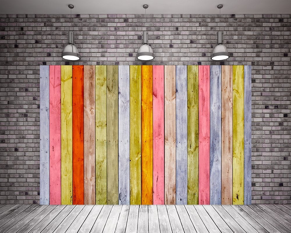 MOHome 7X5ft Photography Backdrops Colored Wood Stain Wood Brick Wall ...