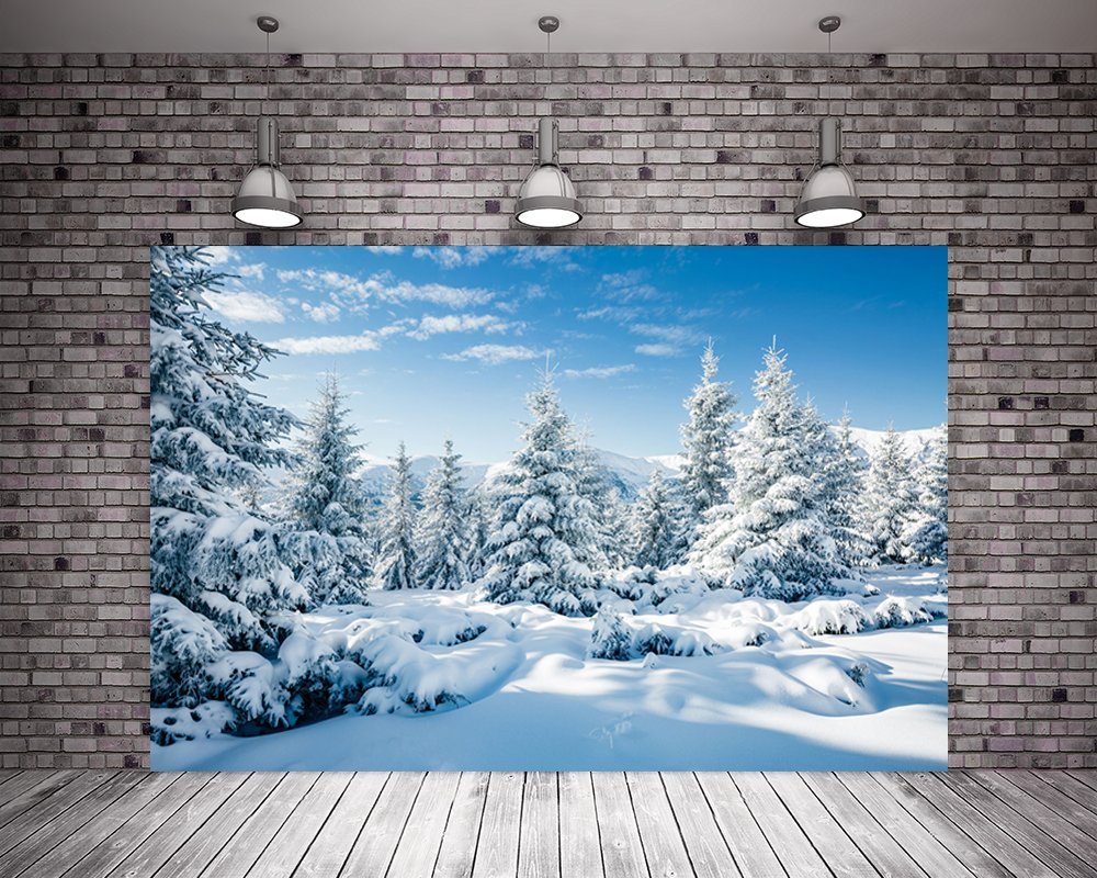 MOHome 7X5ft White Snow Winter Backgrounds Foerst Nature Scenery ...