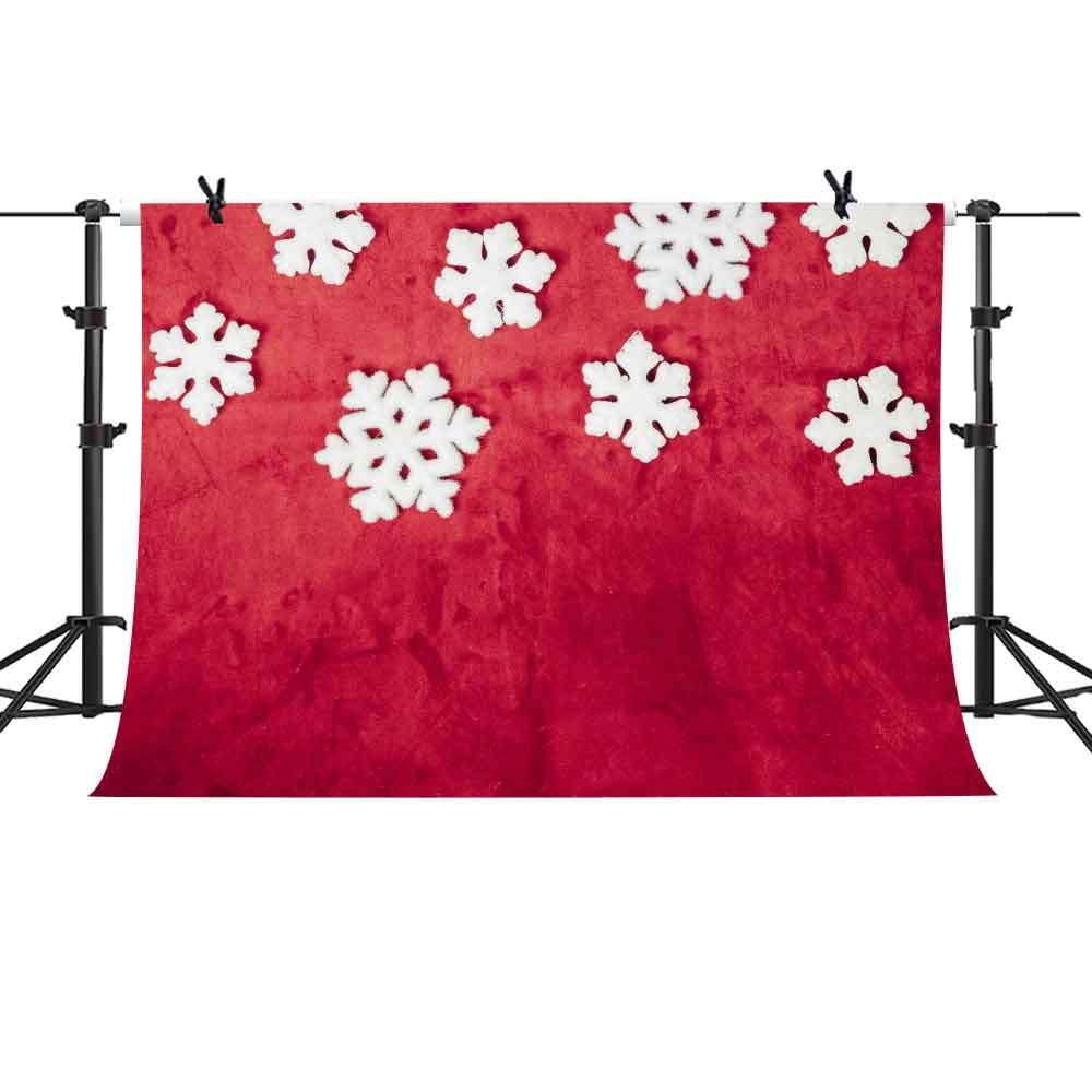 MOHome 7x5Ft Red Christmas Backdrop White Snowflake Xmas Winter ...