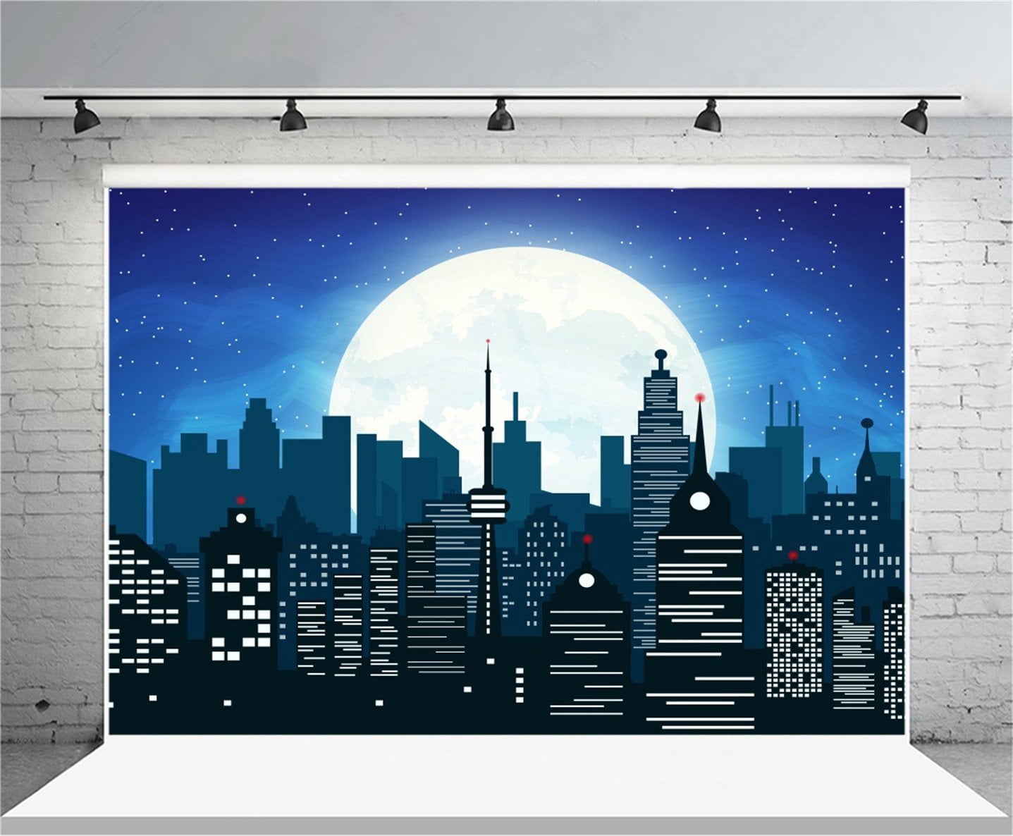 MOHome 7x5ft Abstract Modern Building Backdrop Super City Manor Moon ...