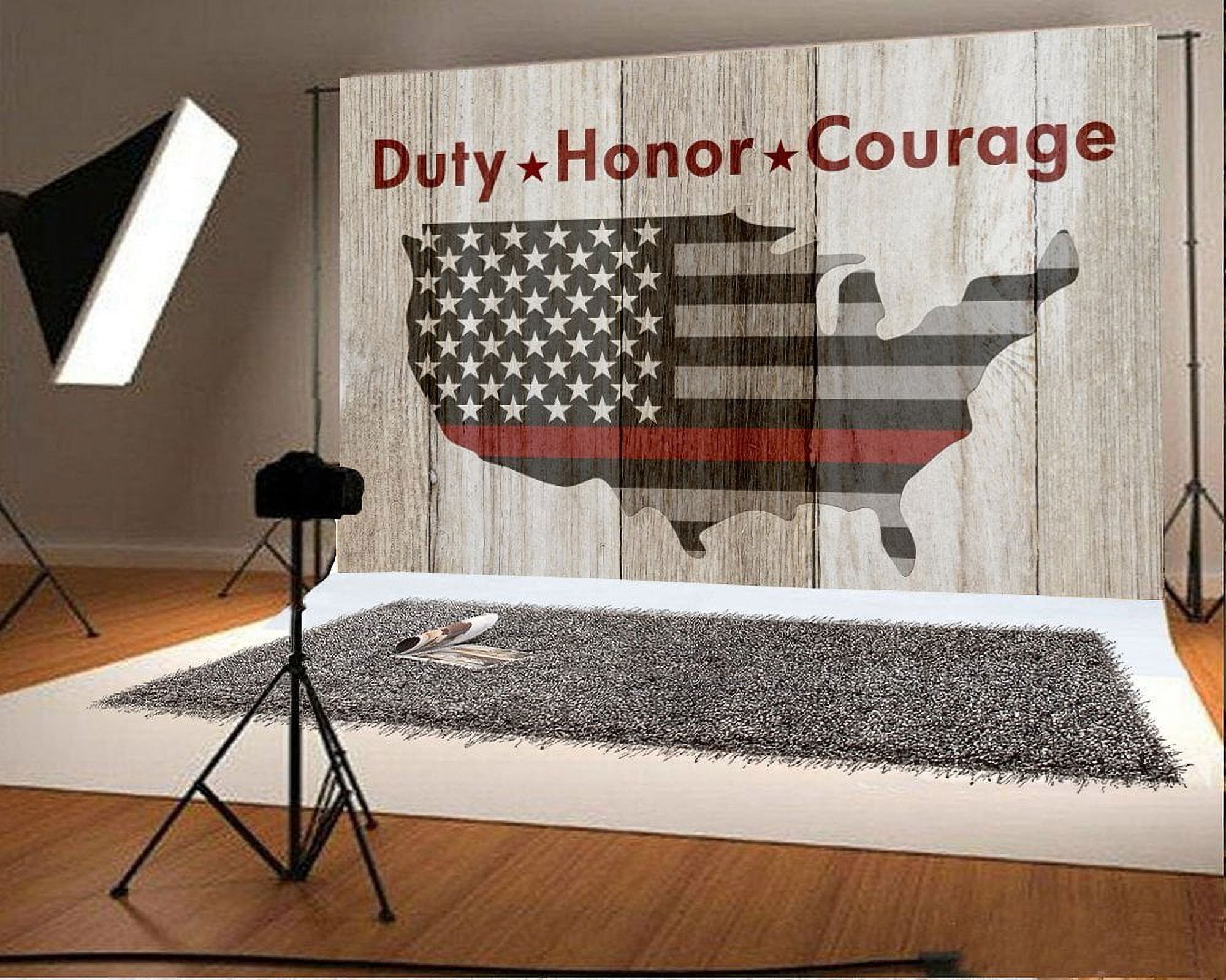 MOHome 7x5ft American Flag Backdrop Duty Honor Courage Rustic Stripes ...