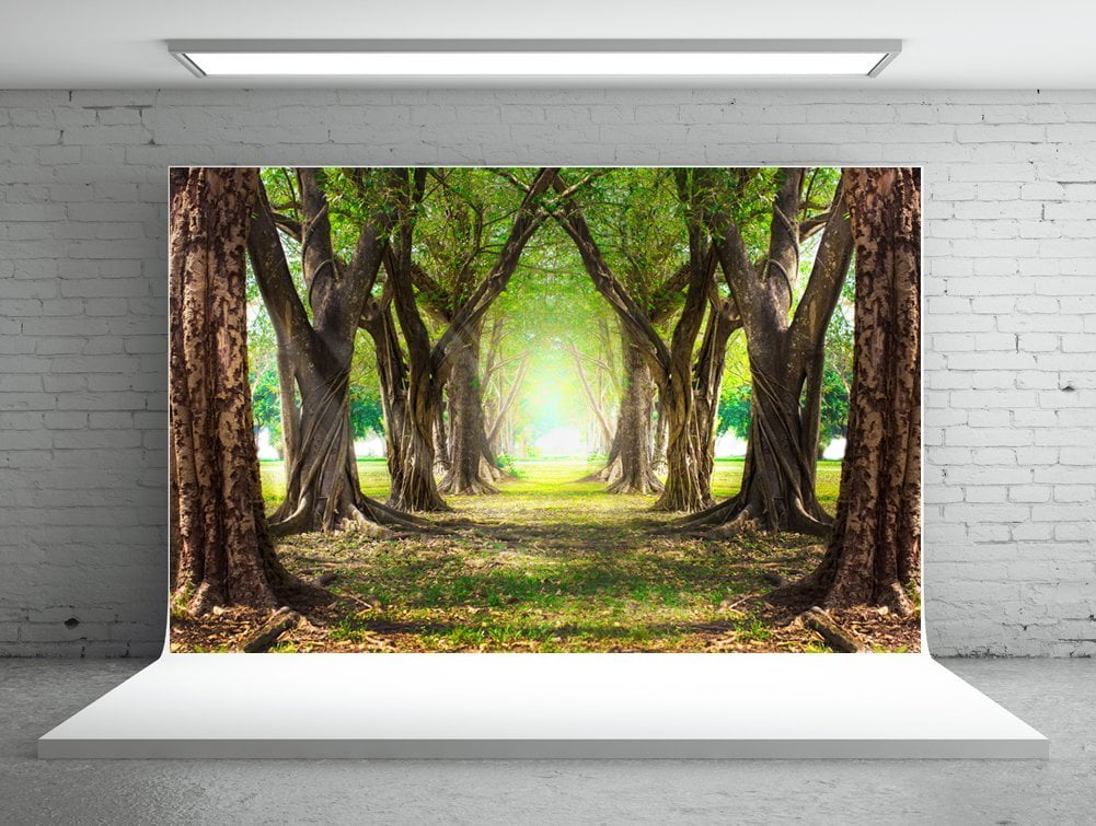 MOHome 7x5ft Autumn Backdrops Photography Brown Stump New Leaves ...