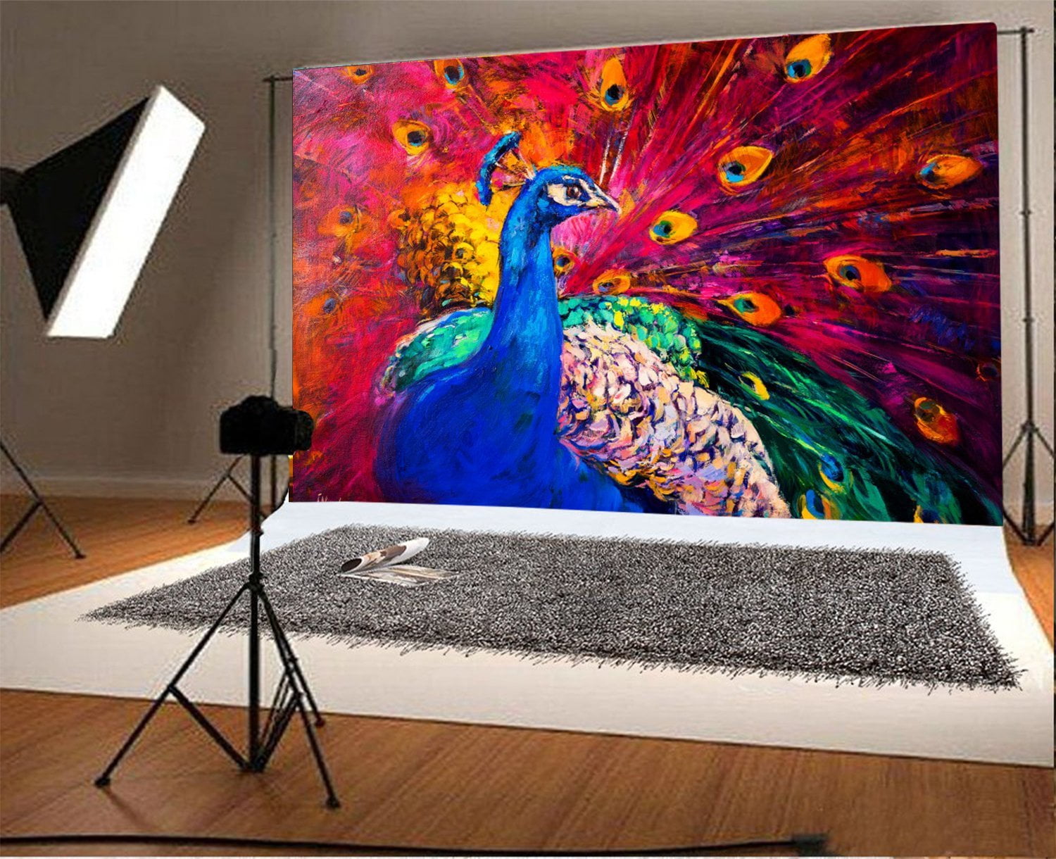 MOHome 7x5ft Backdrop Color Oil Paiting Photography Background Peacock ...