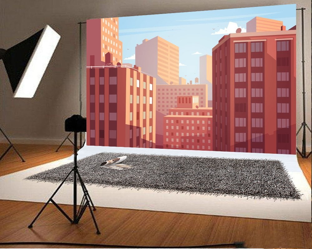 MOHome 7x5ft Backdrop Photography Background Cartoon Super City Skyline ...
