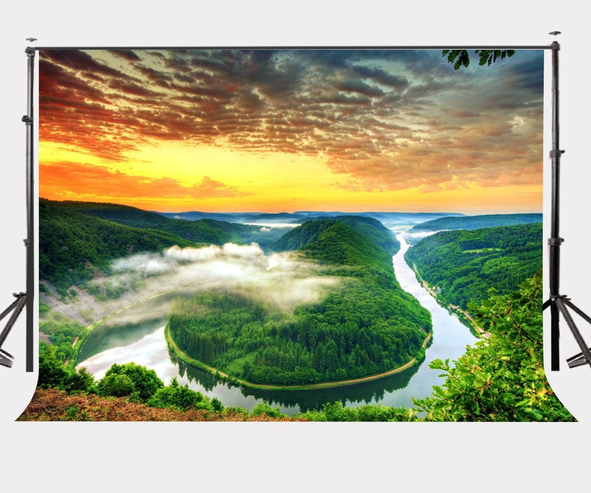 MOHome 7x5ft Beautiful Green Nature Scene Backdrop Peaceful Landscape ...