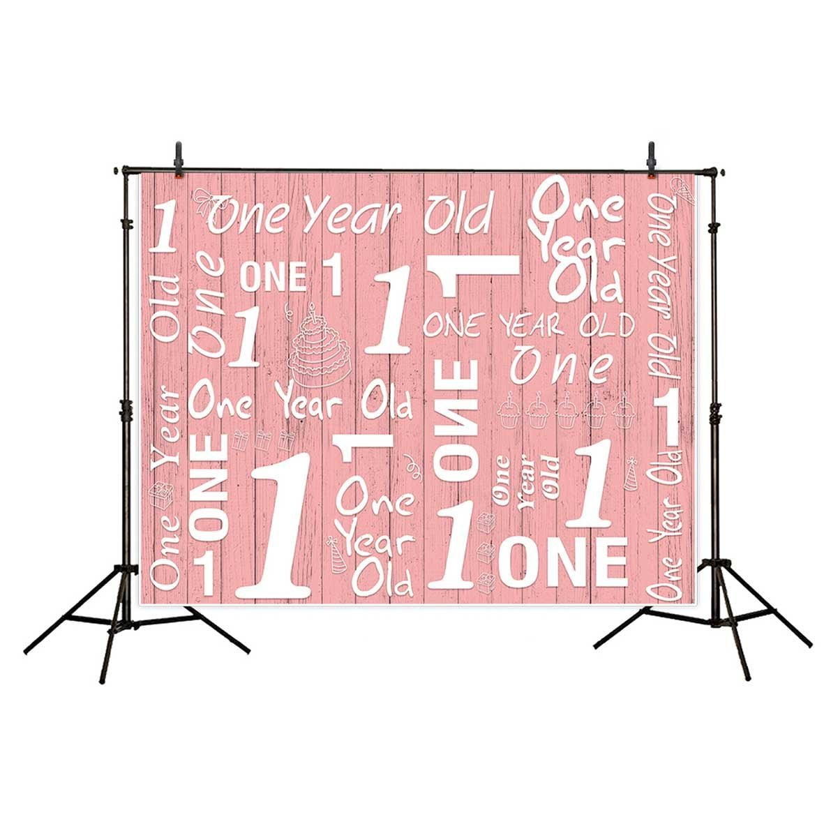 MOHome 7x5ft Birthday Backdrop One Year Old Theme Stickers and Graffiti ...
