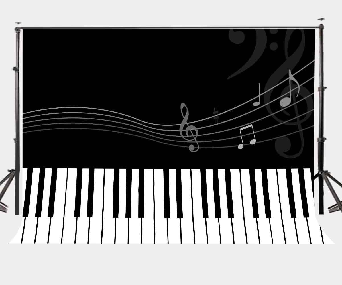 MOHome 7x5ft Black White Stripes Piano Backdrop Music Notes Flying ...