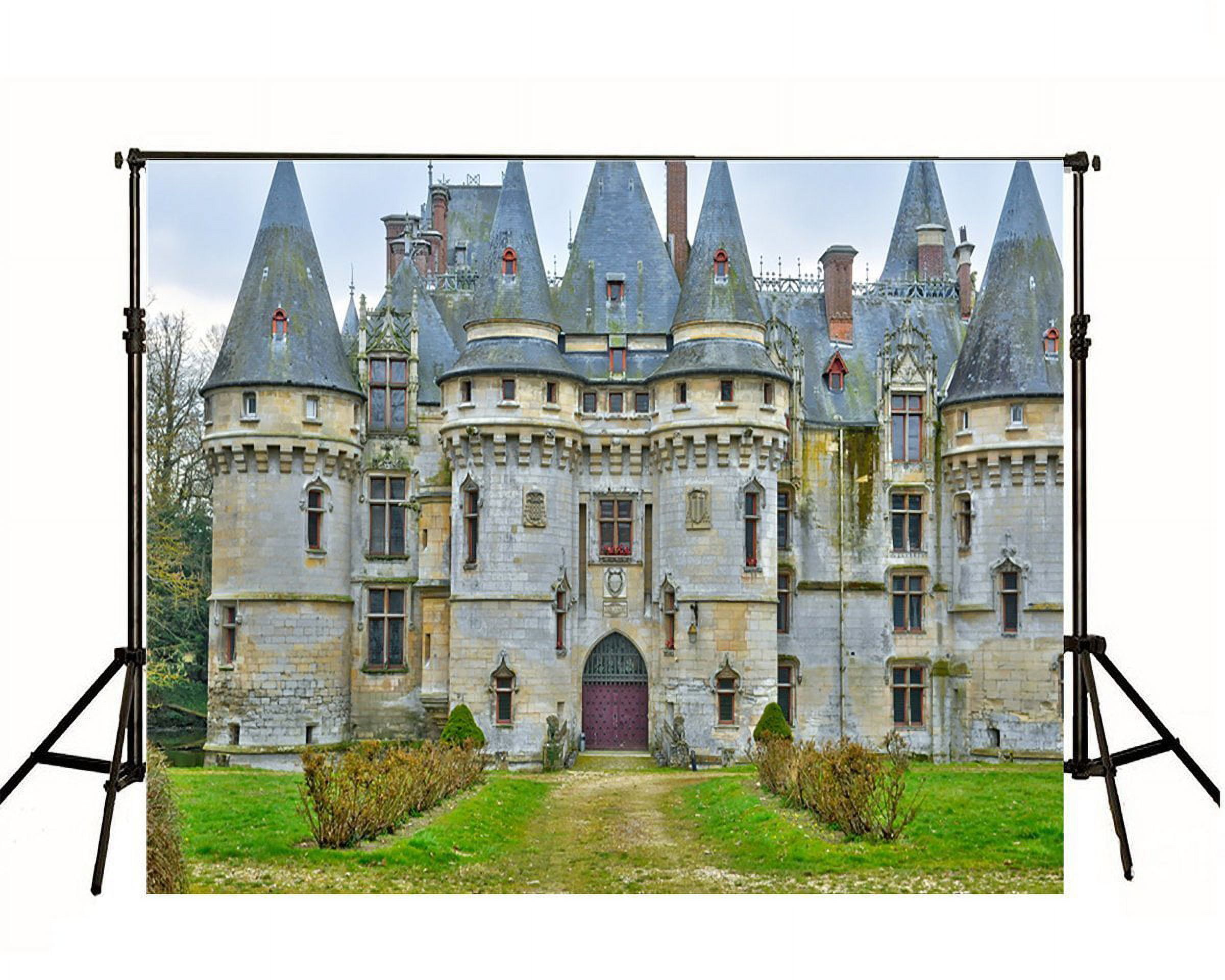 MOHome 7x5ft Blue Roof Castle Photography Backdrop Green Lawn Photo ...