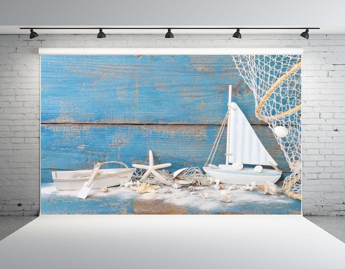 MOHome 7x5ft Blue Wood Photography Backdrop for Summer Holiday Photo ...
