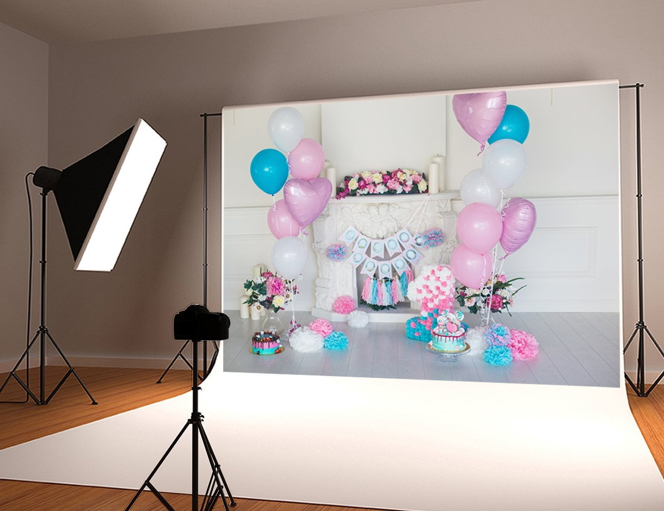 MOHome 7x5ft Children Birthday Party Photography Backdrop Pink Balloons ...