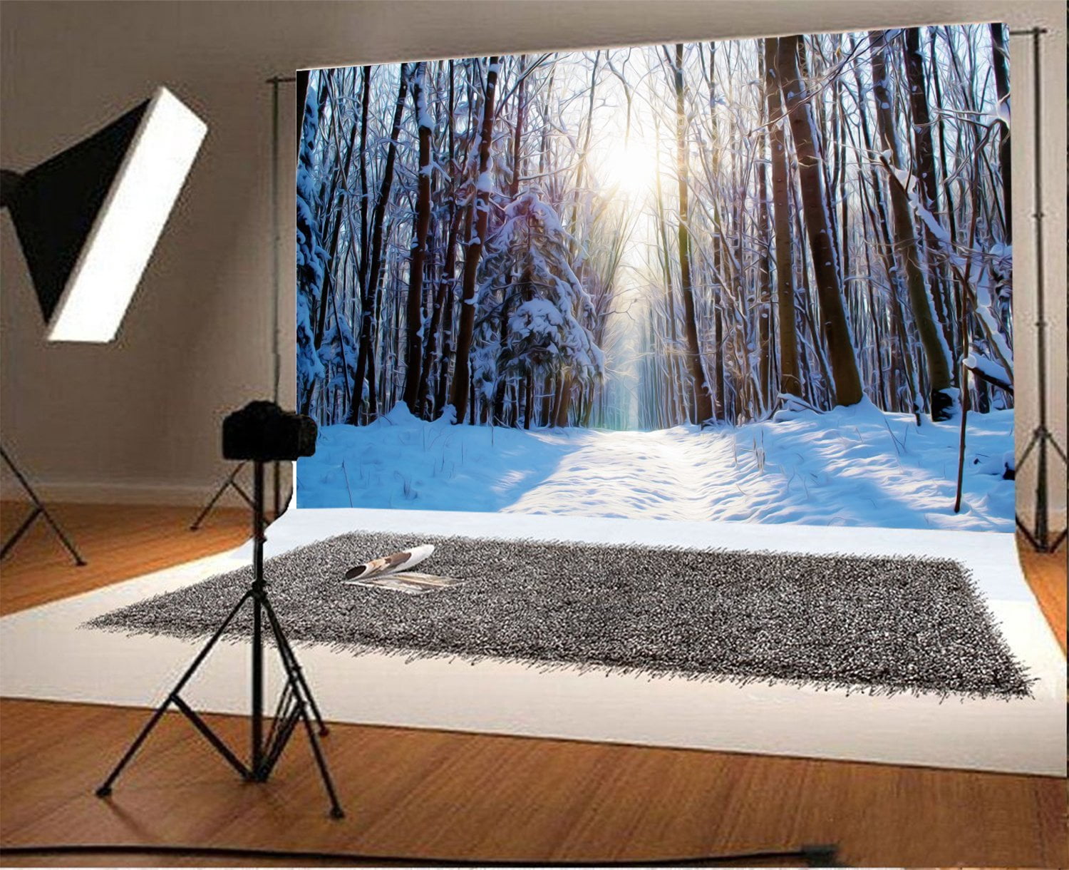 MOHome 7x5ft Christmas Backdrop Snow Covered Landscape Forest Trees ...