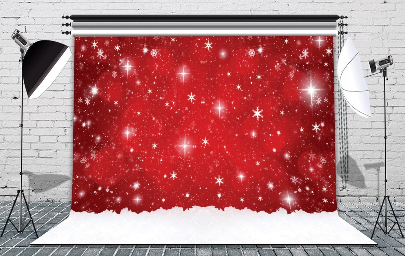 MOHome 7x5ft Christmas Red Backdrop Theme Winter Snowflake Photography ...