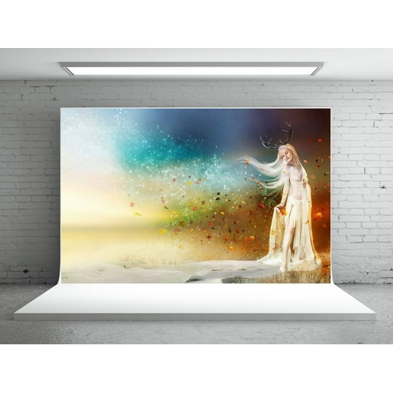 MOHome 7x5ft Chrostmas Photography Backdrops Maple Leaves Goddess ...