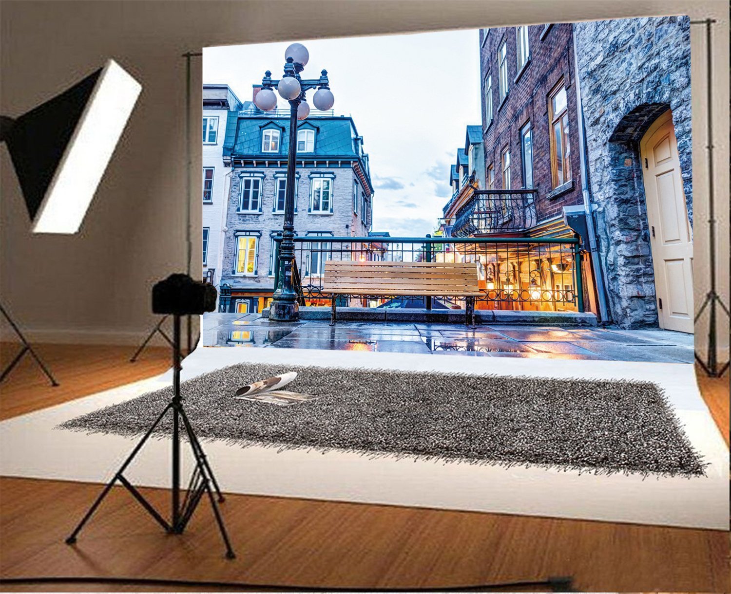 MOHome 7x5ft Cityscape Backdrop Empty Bench During Blue Hour by Lower ...