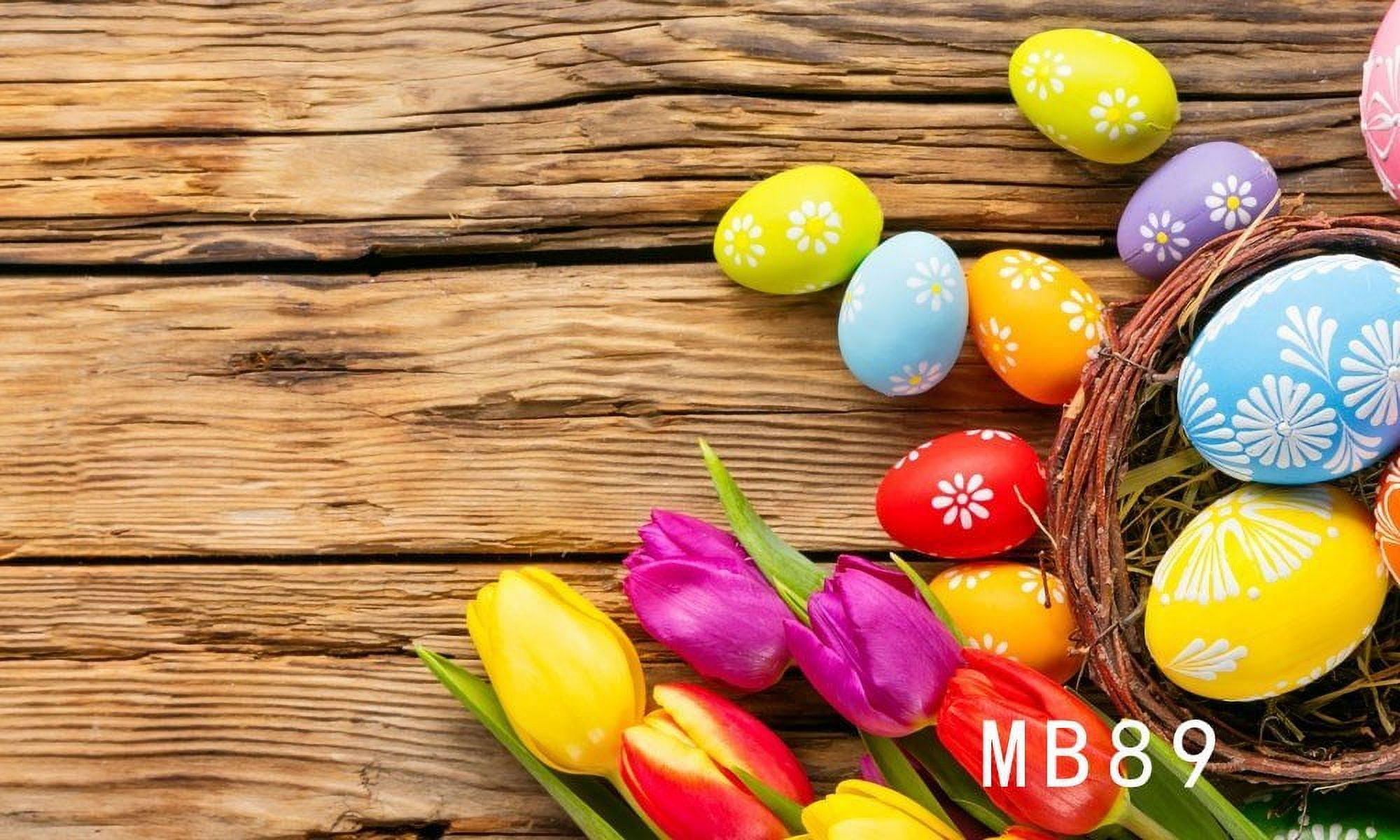 MOHome 7x5ft Colorful Eggs Easter Decorations Wood Wall Photography ...