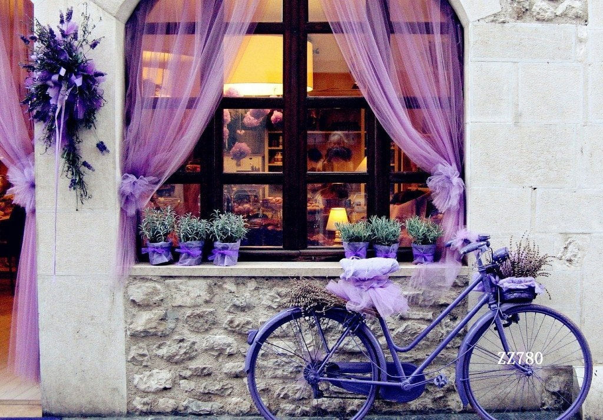MOHome 7x5ft Colorful Purple Bike And Window Background Photo Backdrops ...