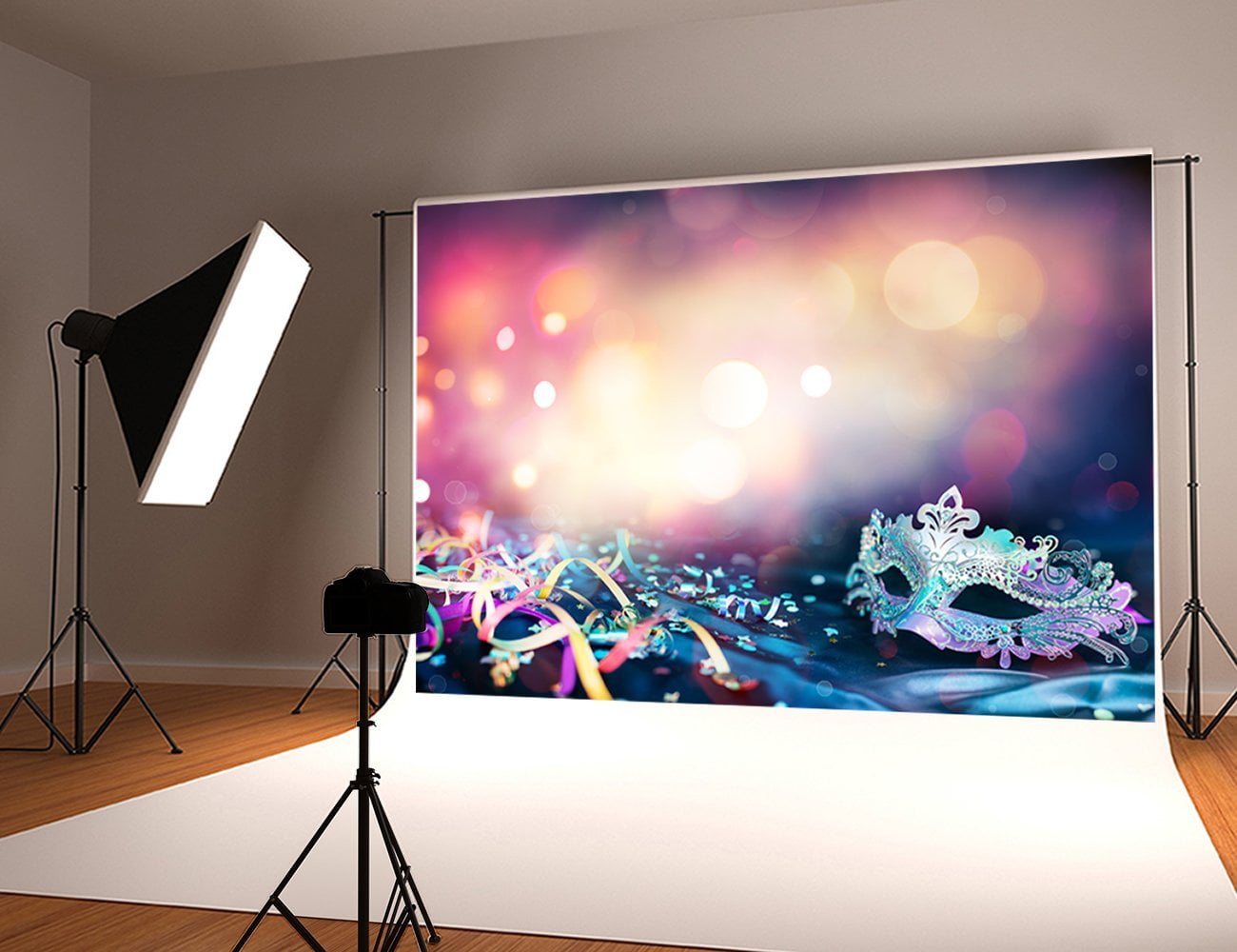 MOHome 7x5ft Fantasy Neon Lights Photo Backdrop Mask Bubble Bokeh ...