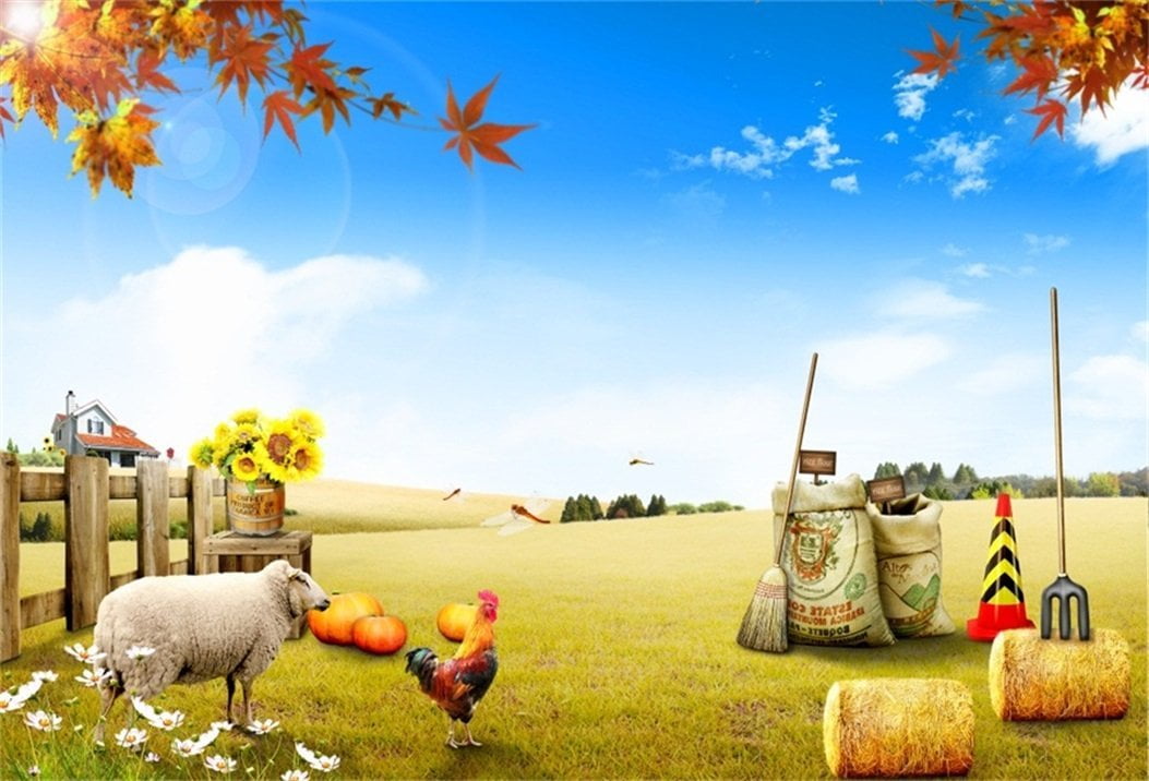 MOHome 7x5ft Farm Scenic Backdrop Countryside Photography Background ...