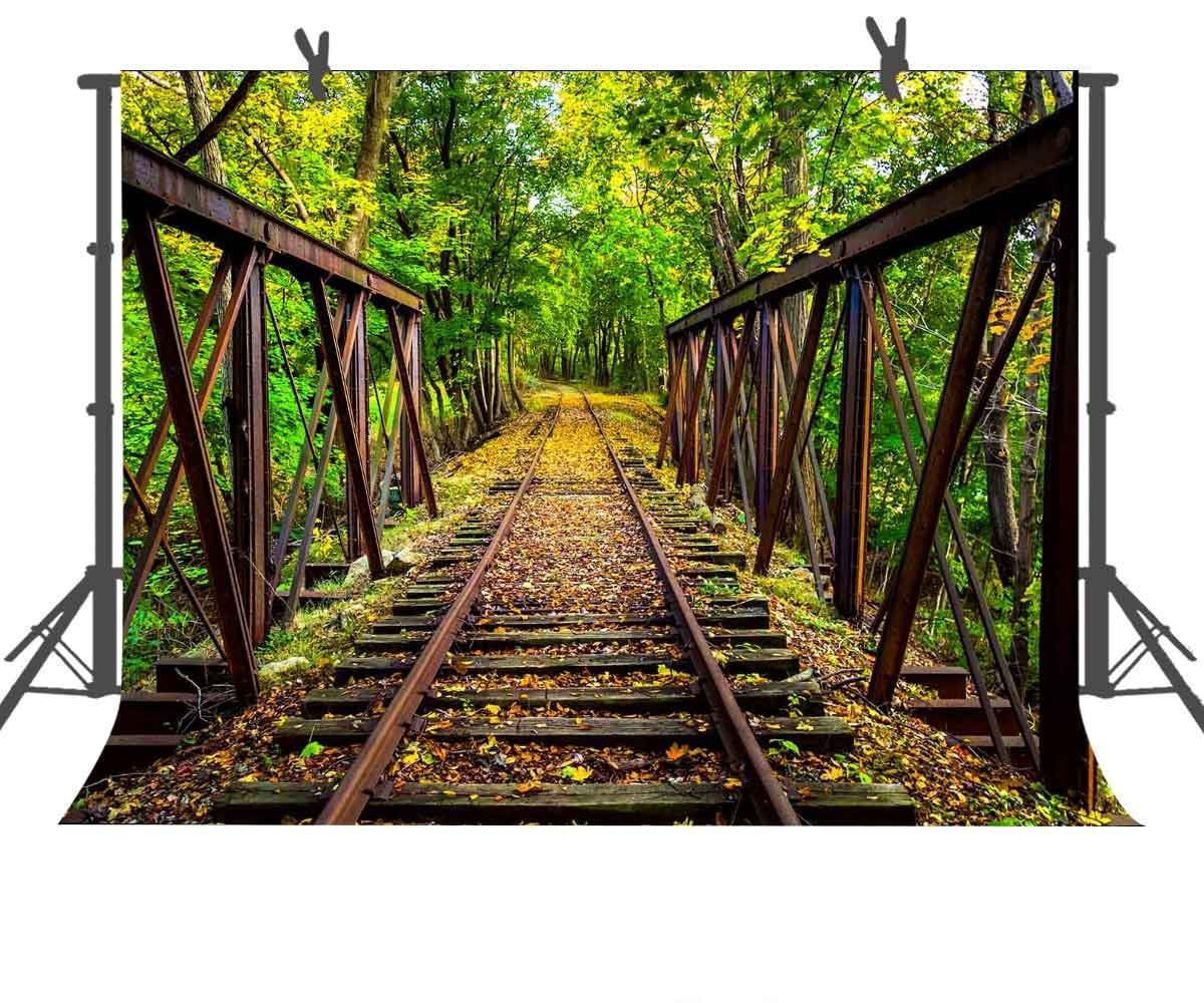 MOHome 7x5ft Forest Train Track Photography Backdrop Photo Props Green ...