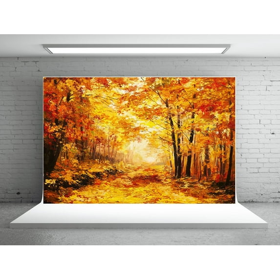 MOHome 7x5ft Gold Autumn Photography Backdrops Maple Trees Forest Photo ...