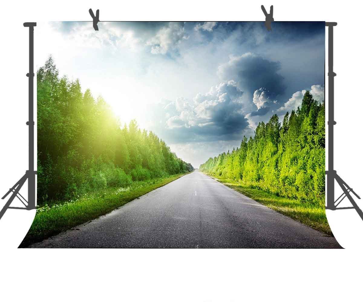 MOHome 7x5ft Green Trees Highway Photography Backdrop Photo Props ...