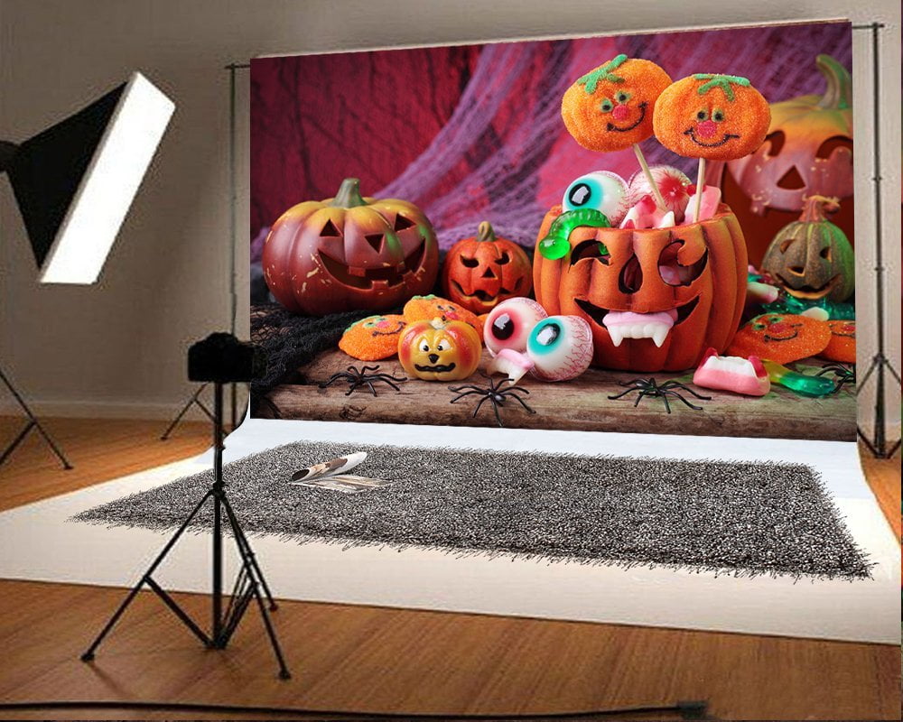 MOHome 7x5ft Halloween Photo Background Pumpkin Face Sugar Children ...