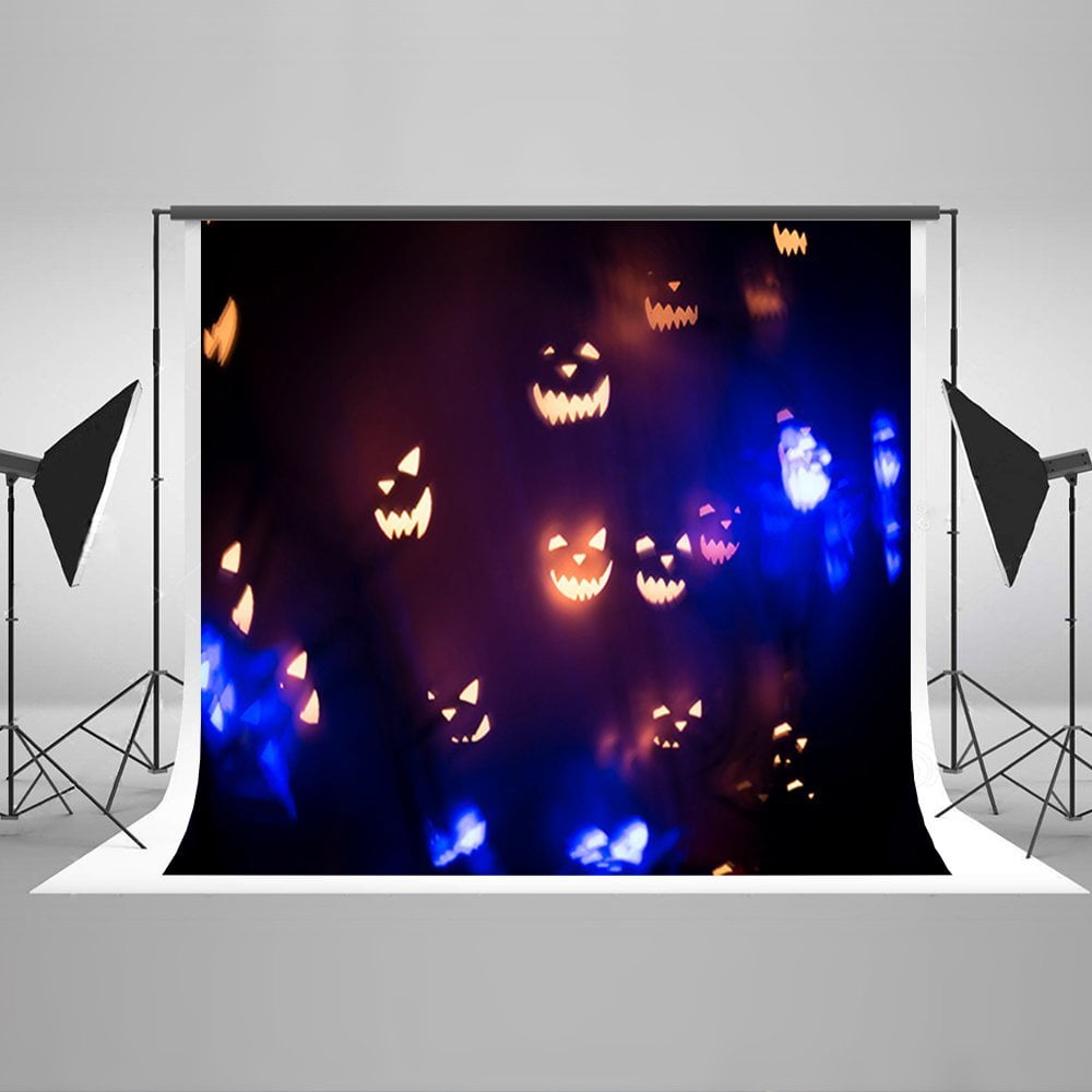 MOHome 7x5ft Halloween Photograph Backdrops Shining Pumpkin Face ...