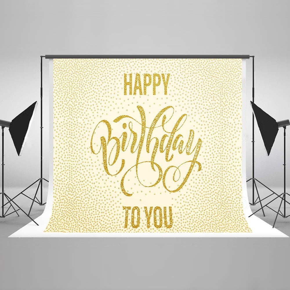 Mohome 7x5ft Happy Birthday Photography Backdrop Gold Point Computer