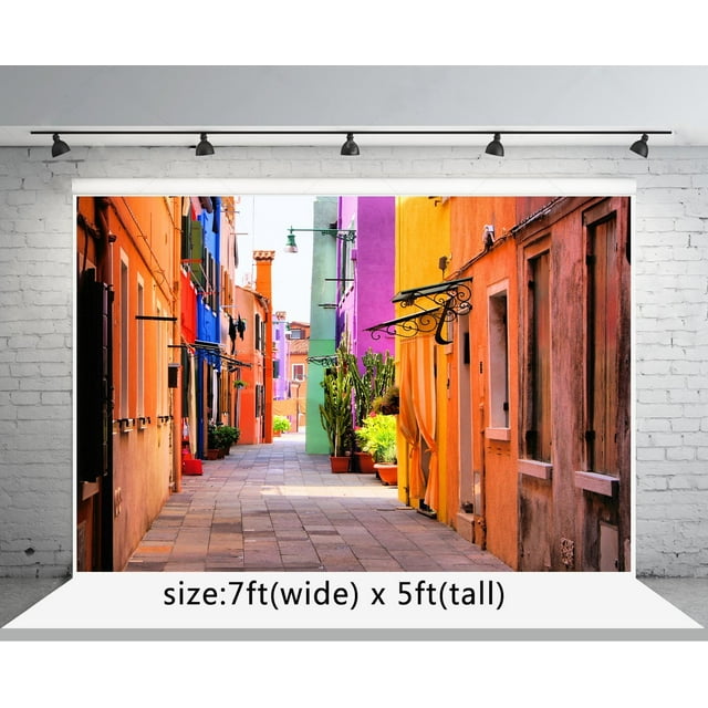 MOHome 7x5ft Italian Style Photo Backgrounds Color Town Street ...