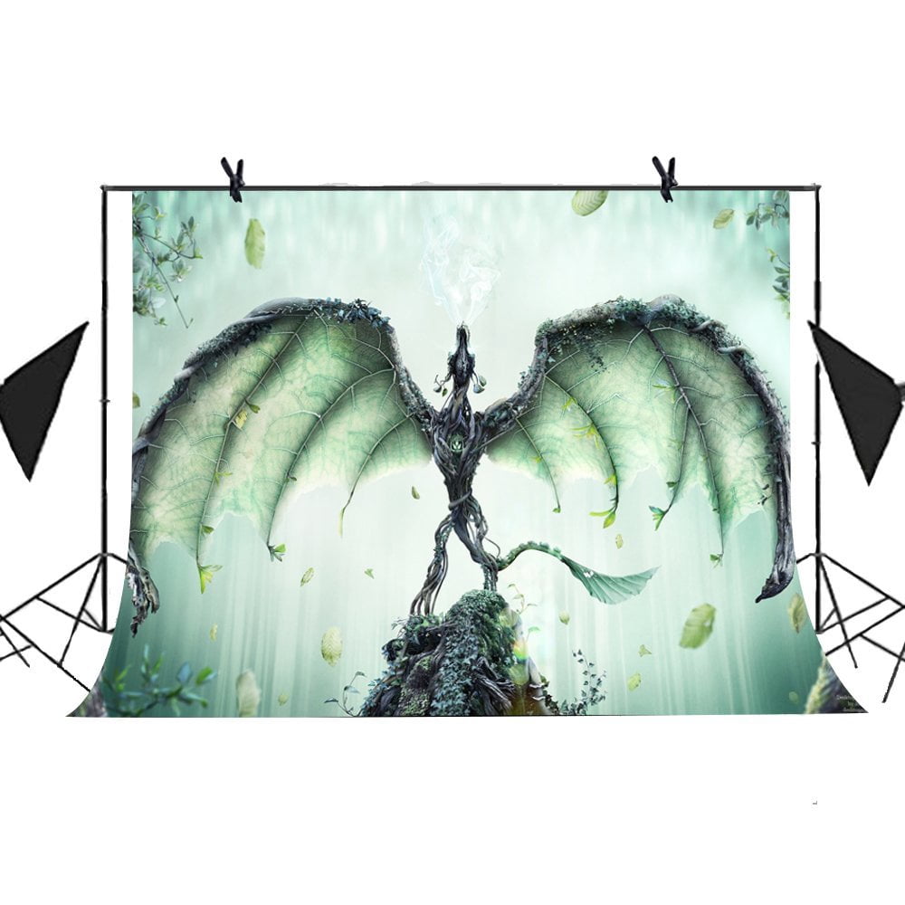 MOHome 7x5ft Magic Cartoon Backdrop Tree Leaves Fallen Leaves Green ...