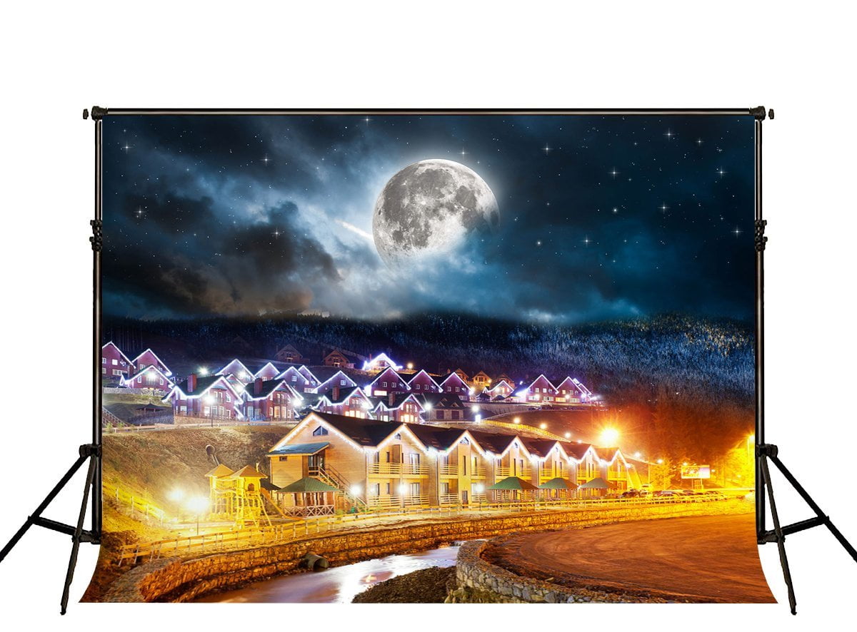 MOHome 7x5ft Night Scenery Background Town lights Photo Booth Backdrop ...