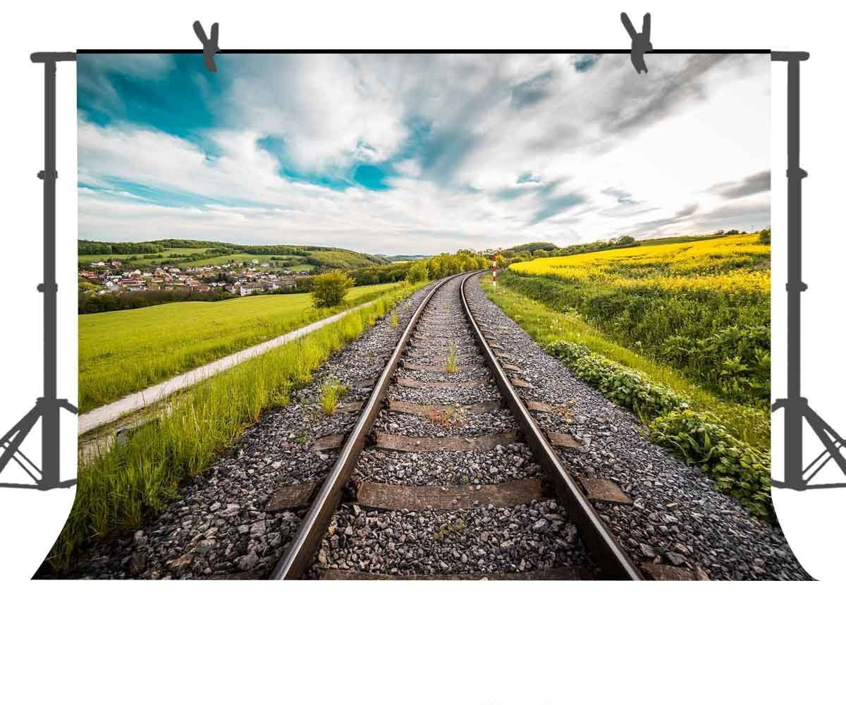 MOHome 7x5ft Photo Background the Train Tracks Under the Clouds ...