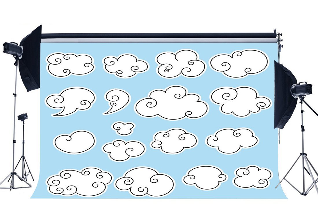 MOHome 7x5ft Photography Backdrop Cartoon Hand Painted White Cloud Baby ...