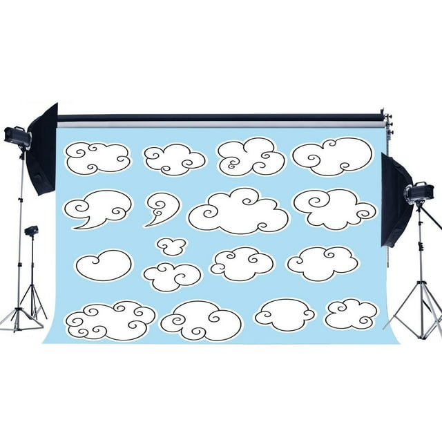 MOHome 7x5ft Photography Backdrop Cartoon Hand Painted White Cloud Baby ...