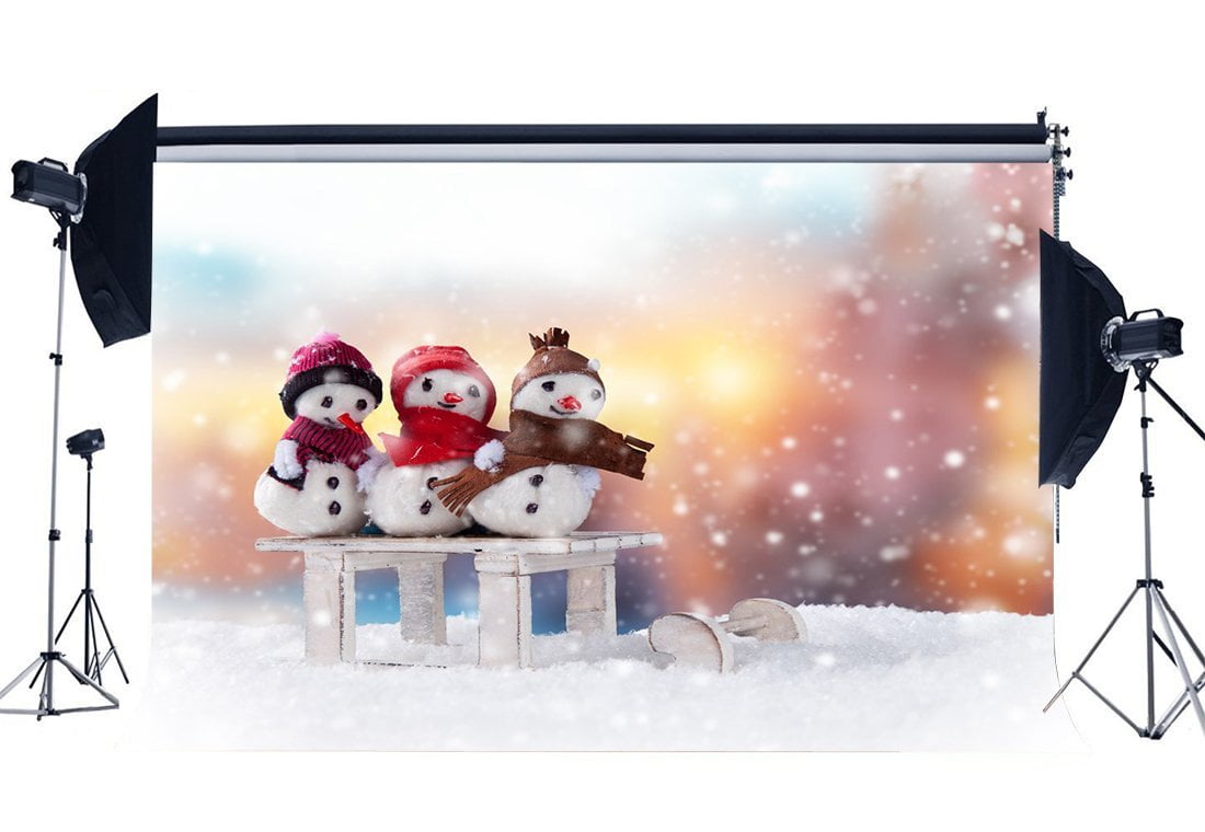 MOHome 7x5ft Photography Backdrop Christmas Snowman Sleigh Falling ...