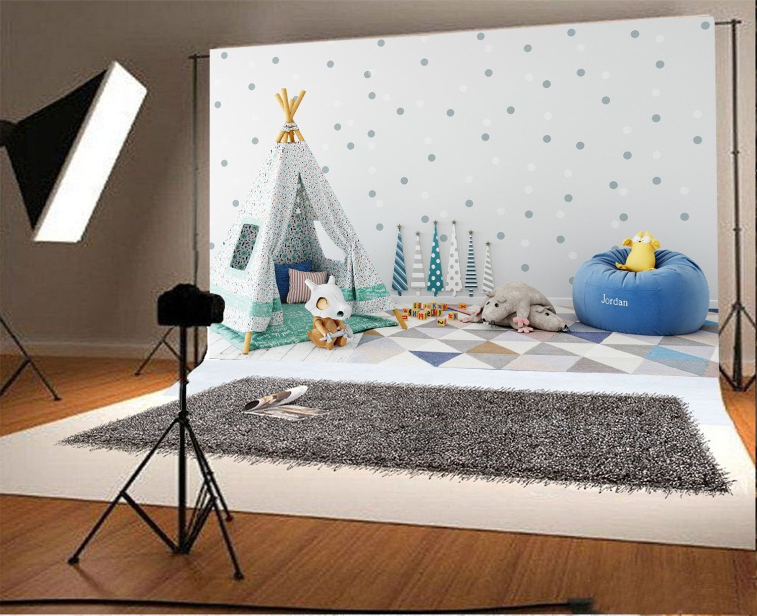 MOHome 7x5ft Photography Backdrop Happy Birthday Cute Toys Sofa Pine ...